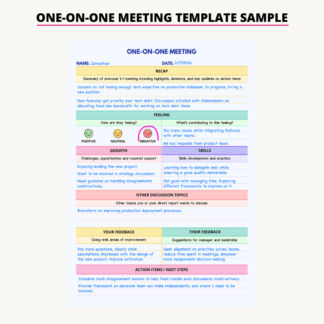 One-on-One Meeting Questions + Template - TechTello Products